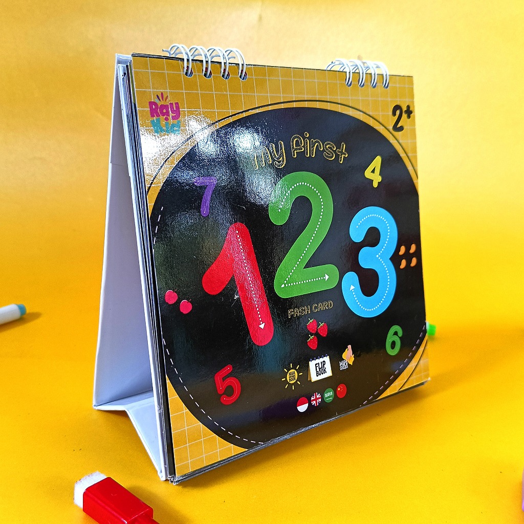 Jual flash card edukasi anak my first 123 number high contrast flip ...