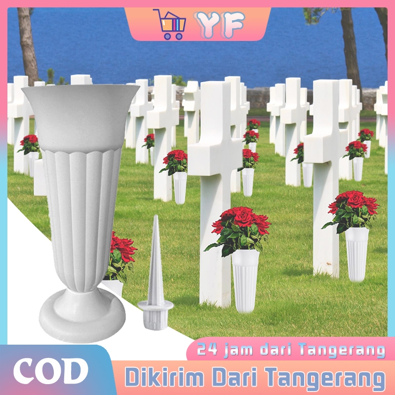 Jual 1Set Pot Bunga Plastik Tinggi Vas Dekorasi Vas Bunga Kuburan ...
