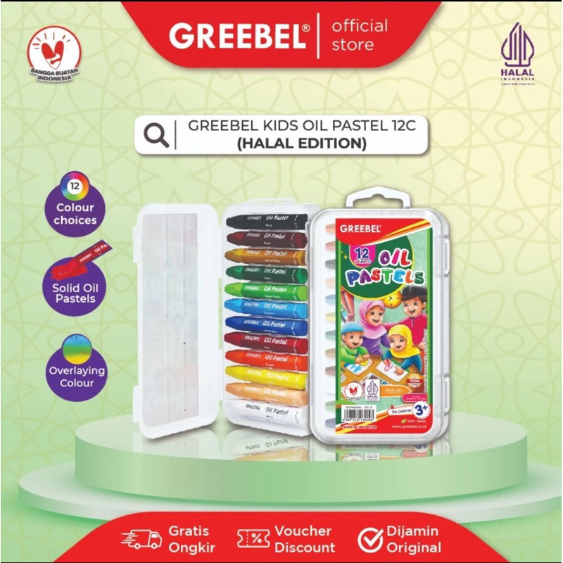 Jual CRAYON 12 WARNA GREEBEL 12 WARNA/CRAYON HALAL GREEBEL 12 WARNA ...