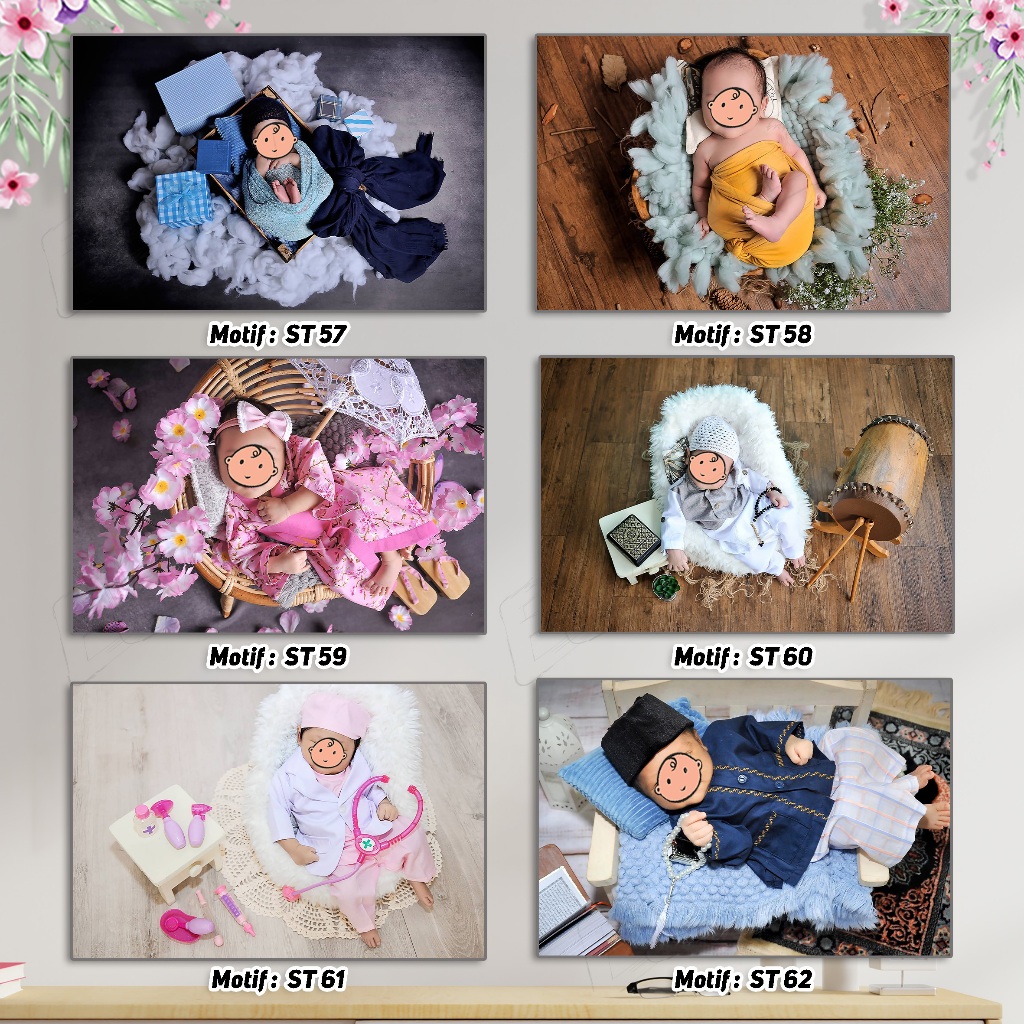 Jual Cetak + Bingkai / Papan MDF Photoshoot Bayi Ala Studio NewBorn ...