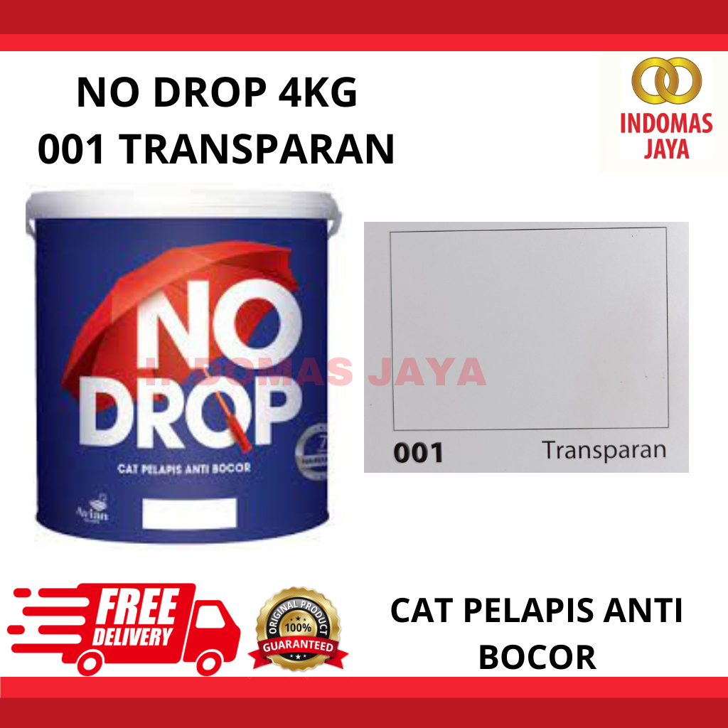 Jual CAT ANTI BOCOR KEDAP AIR WATERPROOFING 4KG 4 KG transparan 001 NODROP / NO DROP 4KG GALONAN ...