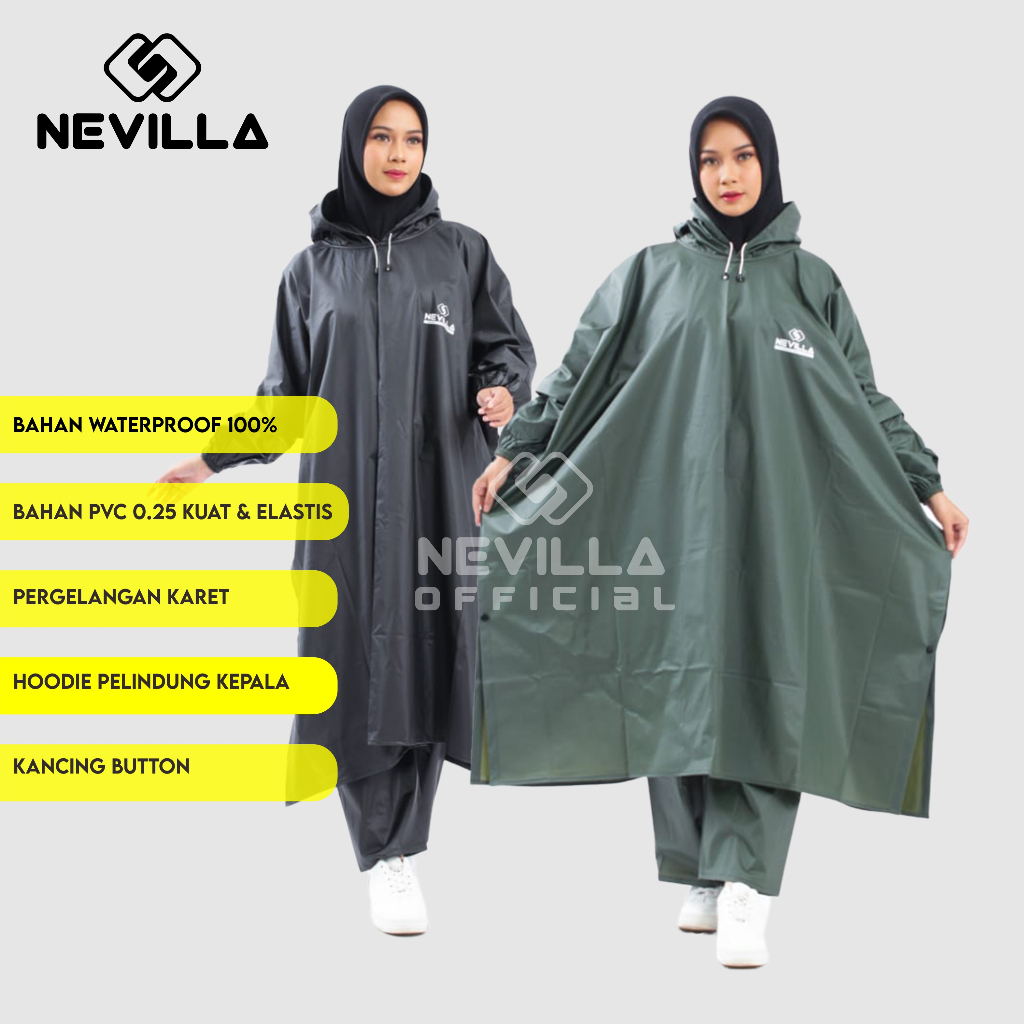 Jual NEVILLA - Mantel Hujan Jas Hujan Ponco Celana Bahan PVC 0.25 Kuat ...