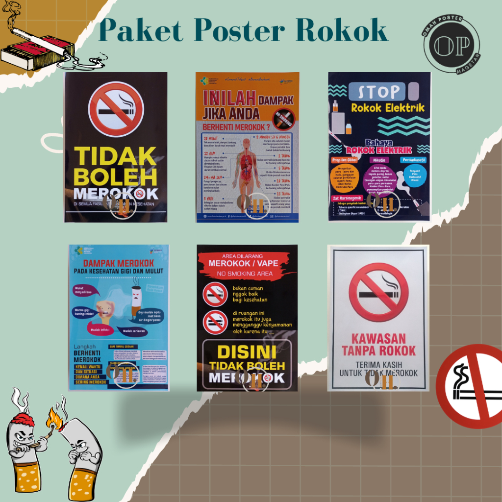 Jual Paket Poster Rokok - No Smoking - Dampak Merokok - Bahaya Merokok ...