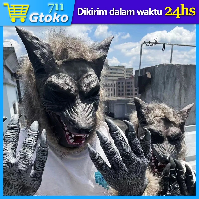 Jual Topeng Serigala Sarung Tangan Cakar Serigala Latex Mask Wolf Claw ...