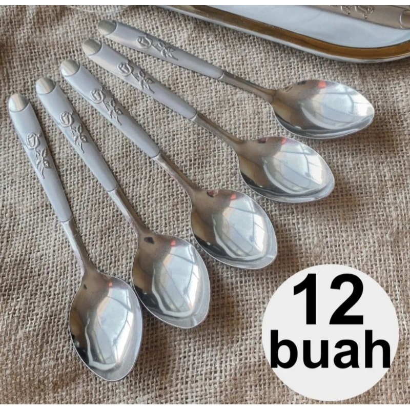 Jual Sendok Makan Stainless Tebal Isi 1 Lusin 12 Pcs COD BISA BAYAR ...