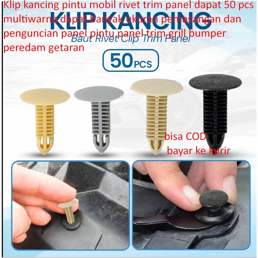 Jual Klip kancing pintu mobil rivet trim panel dapat 50 pcs multiwarna ...
