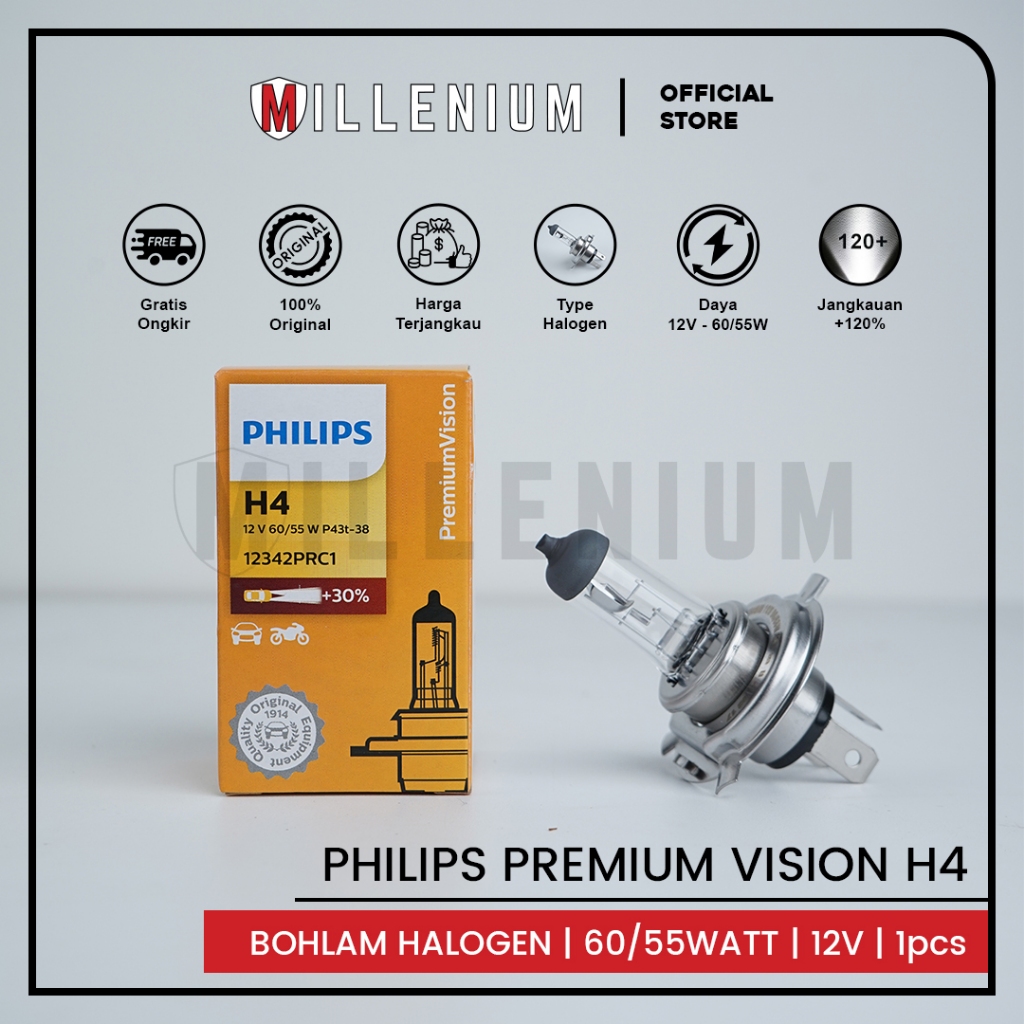 Jual Lampu Halogen H4 PHILIPS ORIGINAL 100% 12V 60/55W – Lampu Utama Mobil Standard Vision ...
