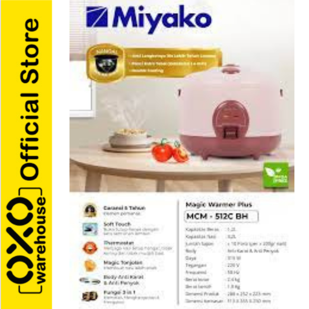 Jual MIYAKO Rice Cooker MCM-512 C BH 1.2 Liter Low Watt Garansi Resmi ...