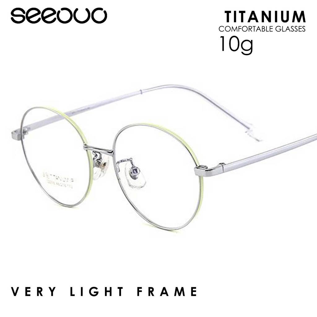 Jual Seeouo Frame Kacamata Plano Lens Model Bulat Stylish Light Frame Bahan Titanium Ringan Bisa ...