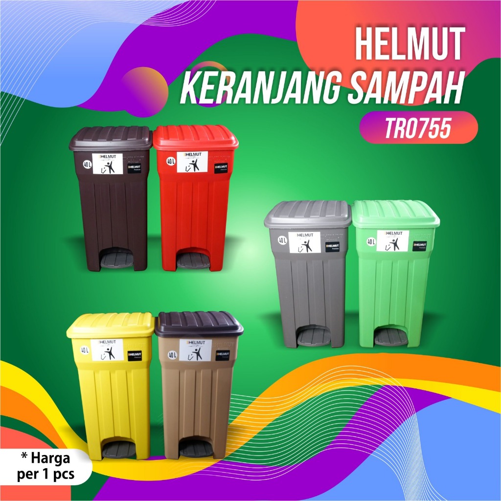 Jual HELMUT tempat wadah tong sampah injak 40 Liter plastik tebal ...