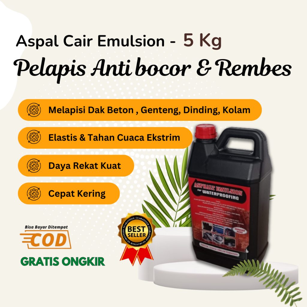 Jual Aspal Cair Anti Bocor 5 Kg Waterproofing Atap Rumah Dak Beton ...