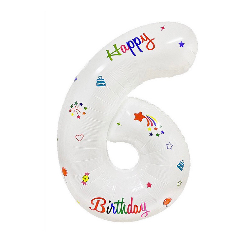 Jual Balon Foil Angka Putih Stiker Happy Birthday 80cm | Shopee Indonesia