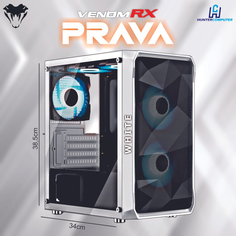 Jual Casing PC Gaming WHITE/BLACK Free 2 fan Matx/ITX A-RGB Venomrx ...