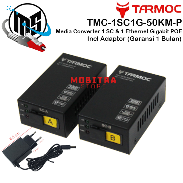 Jual Tarmoc TMC-1SC1G-50KM-P-V1 | Media Converter Switch 1FO 1LAN / 1 FO 1 LAN Gigabit POE IN 9 ...