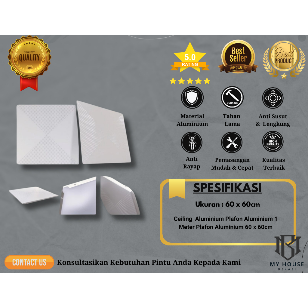 Jual Ceiling Aluminium / plafon aluminium 60 x 60 cm / langit - langit ...