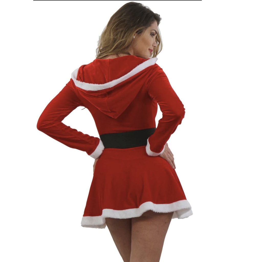 Jual C4 set kostum baju natal wanita dress kupluk cosplay terusan ...