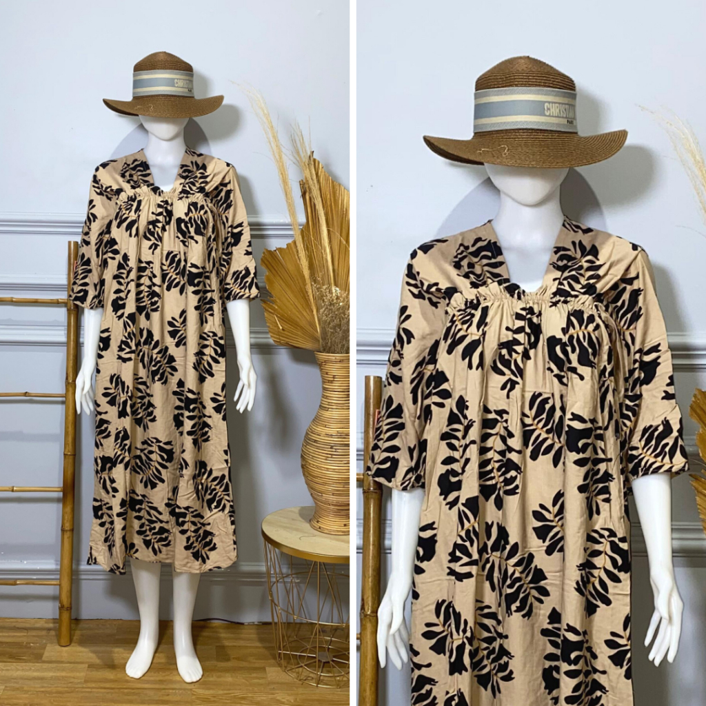 Jual Zora Daster Kerut Dada Panjang Motif Bunga Bahan Rayon LD 120cm ...