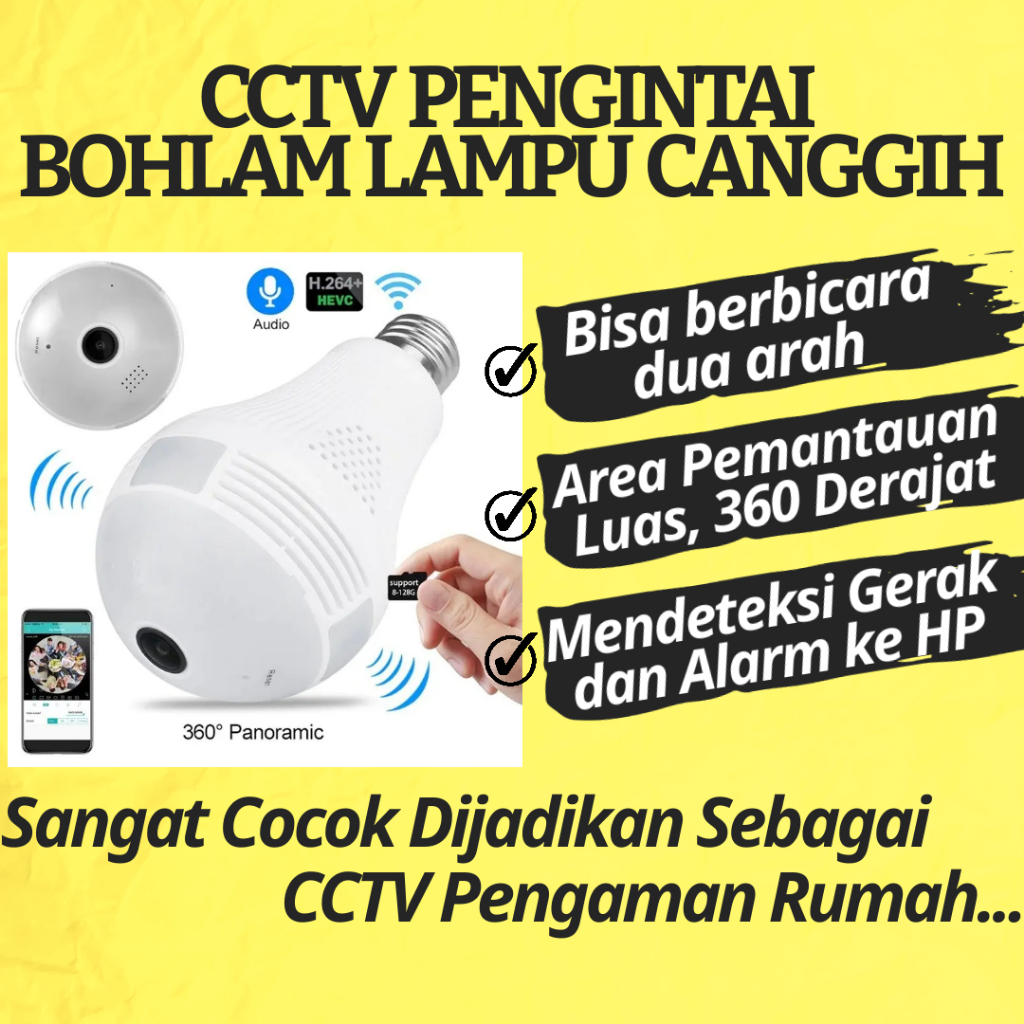 Jual Kamera CCTV IP Camera V380 Bola BOHLAM LAMPU 360 Wifi Rumah Indoor dan Outdoor Mini ...