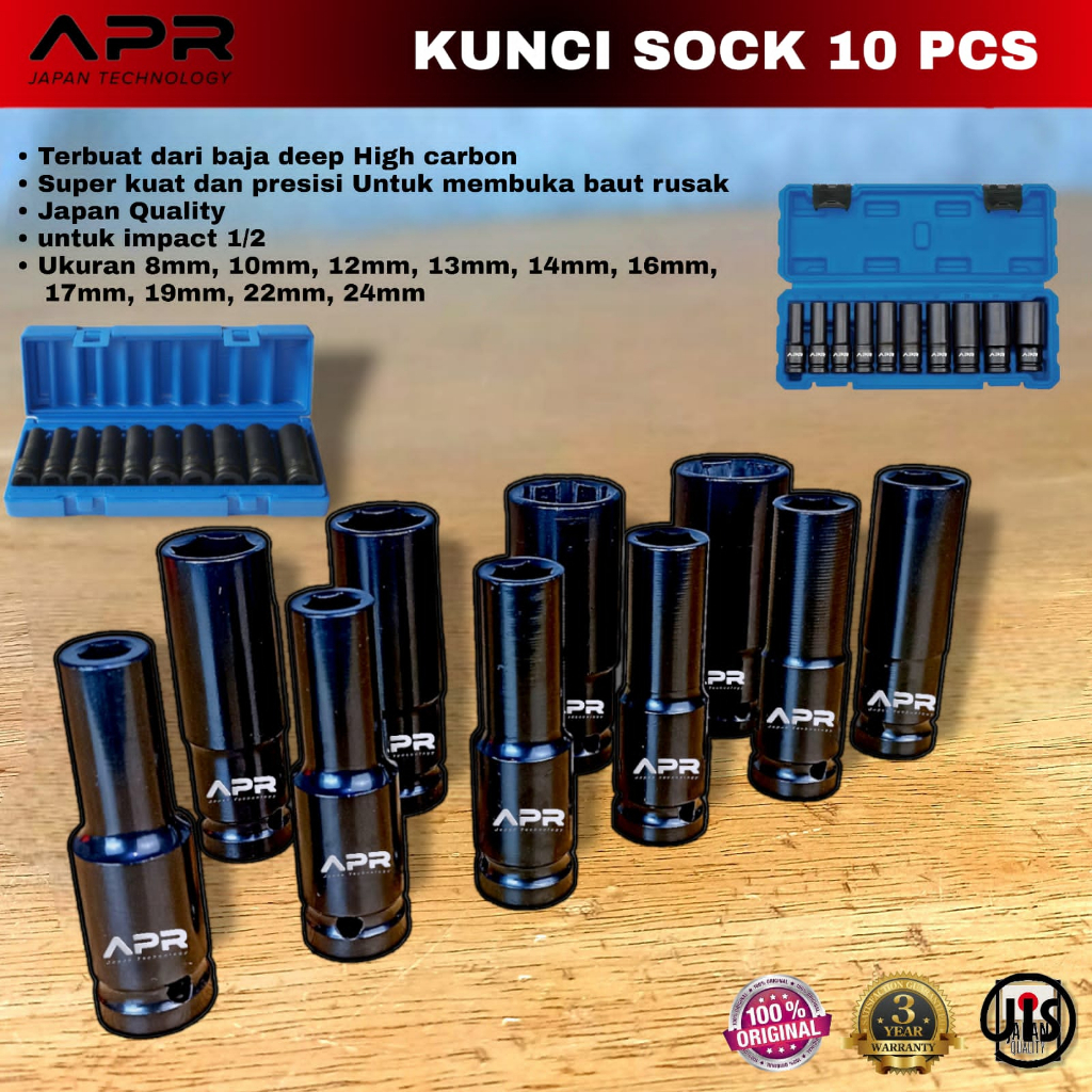 Jual APR AP53 BAJA Mata Shock Deep impact wrench 1/2inch 8mm socket ...