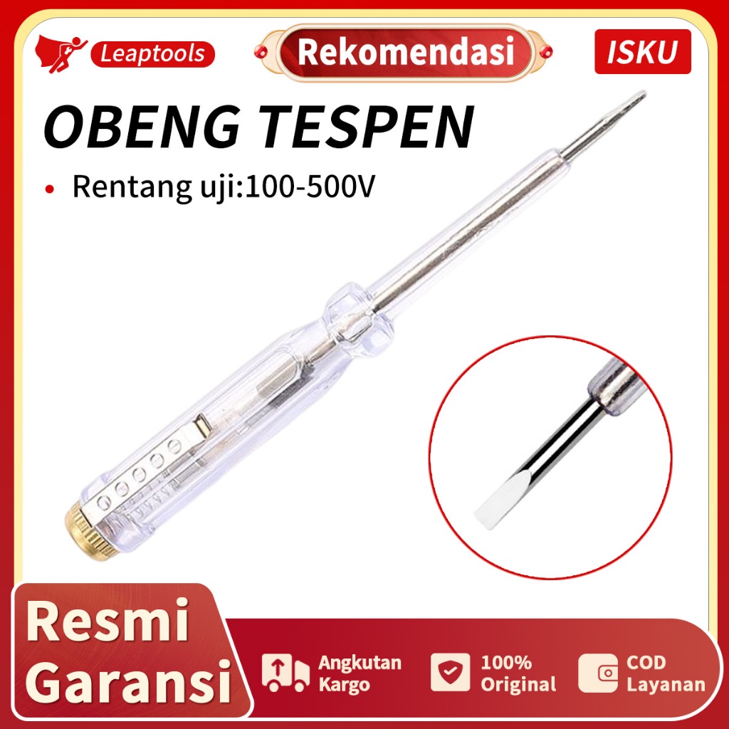 Jual Isku Test Pen/Obeng Test Pen 100-500 Vac 14cm Plastik Abs Tester ...