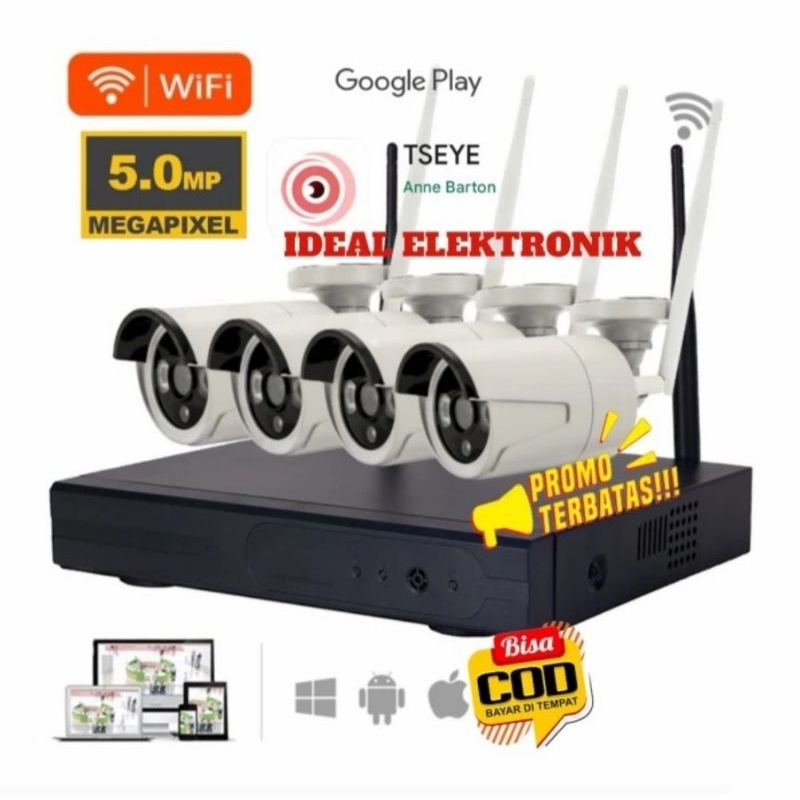 Jual PAKET NVR KIT 5MP 4CH CAMERA CCTV WIRELESS FULL HD INDOOR OUTDOOR ...
