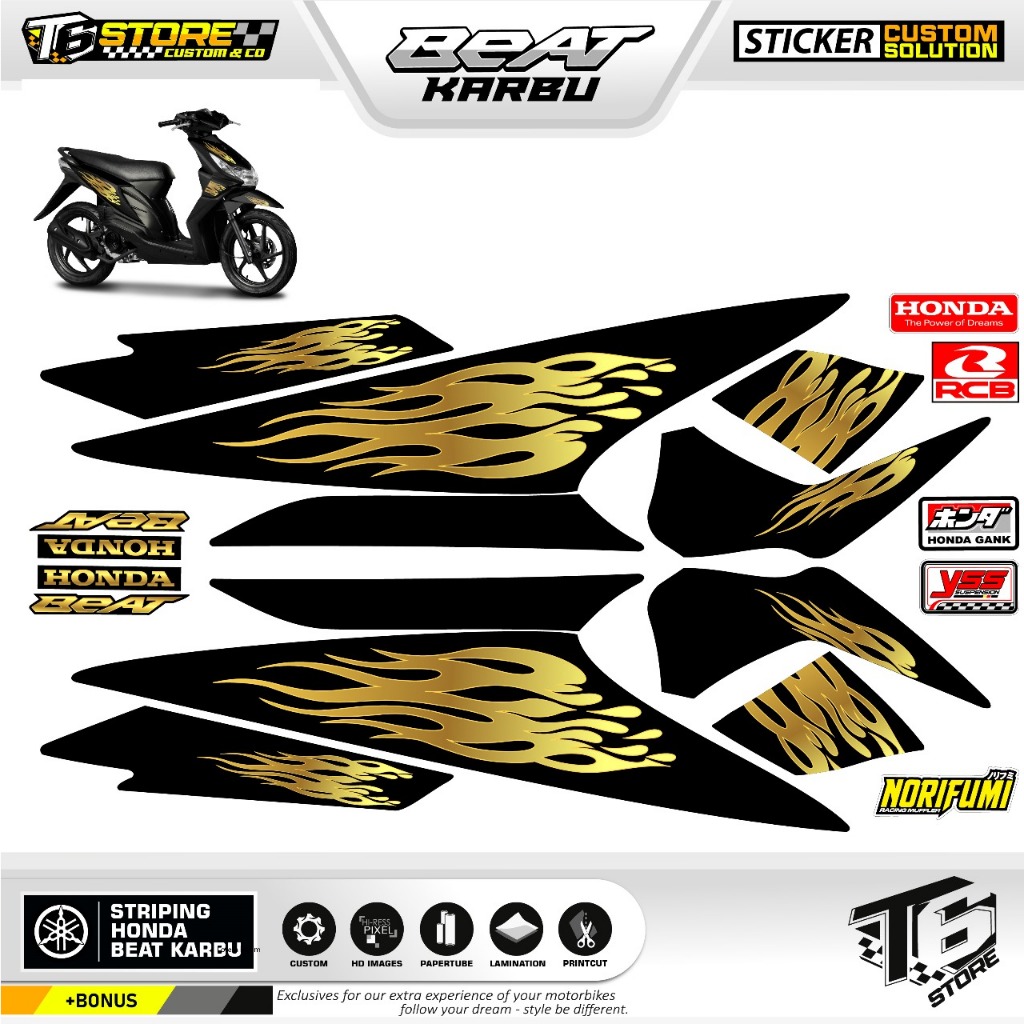 Jual STRIPING BEAT CARBU NEW MOTIF / STICKER BEAT KARBU/ ICON1 / STIKER ...