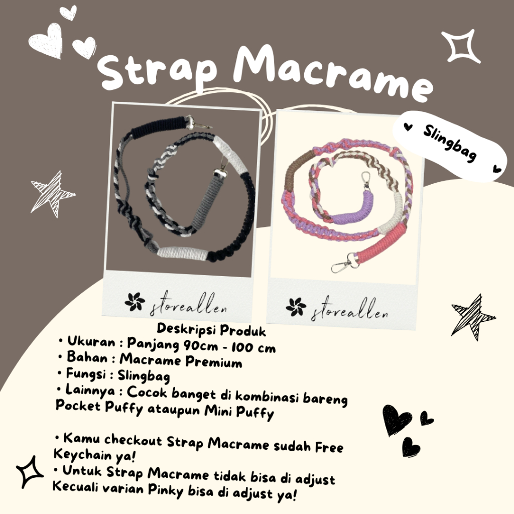 Jual Storeallen - Strap Tali Macrame Saja ( TANPA TAS ) Tas Slingbag Sling bag 90cm - 100cm ...