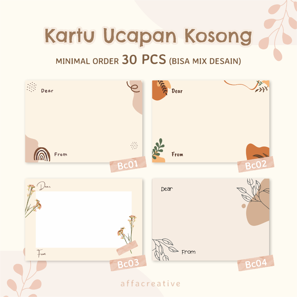 Jual MINIMAL 30 pcs | Kartu Ucapan Kosong Hadiah | Blank Gift Card ...