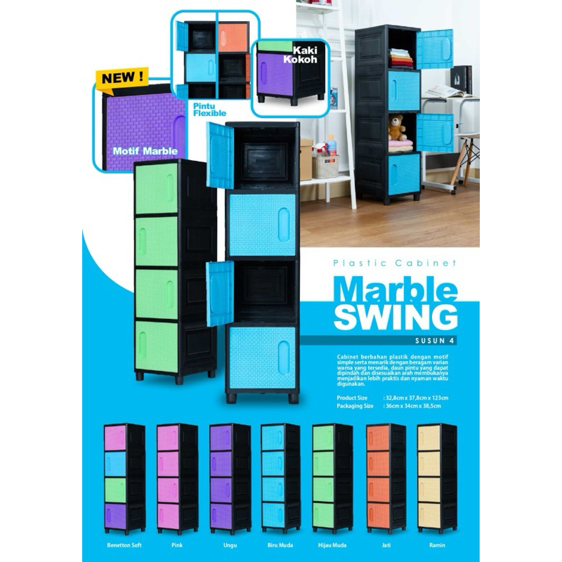 Jual COD 6 KG LEMARI MARBLE SWING LEMARI PLASTIK 4 SUSUN RAK PLASTIK ...