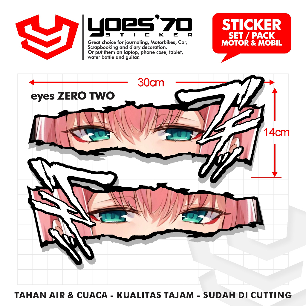 Jual Sticker set kiri kanan mata anime Zero Two 30 cm | Shopee Indonesia