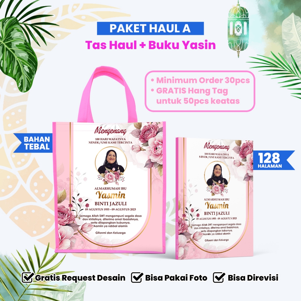 Jual Custom Paket Haul A | Tas Haul / Mengenang dan Buku Yasin | Free ...