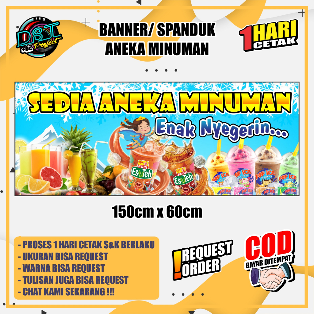Jual BANNER / SPANDUK ANEKA MINUMAN SEGAR 150cm x 60cm TEMA B | Shopee ...