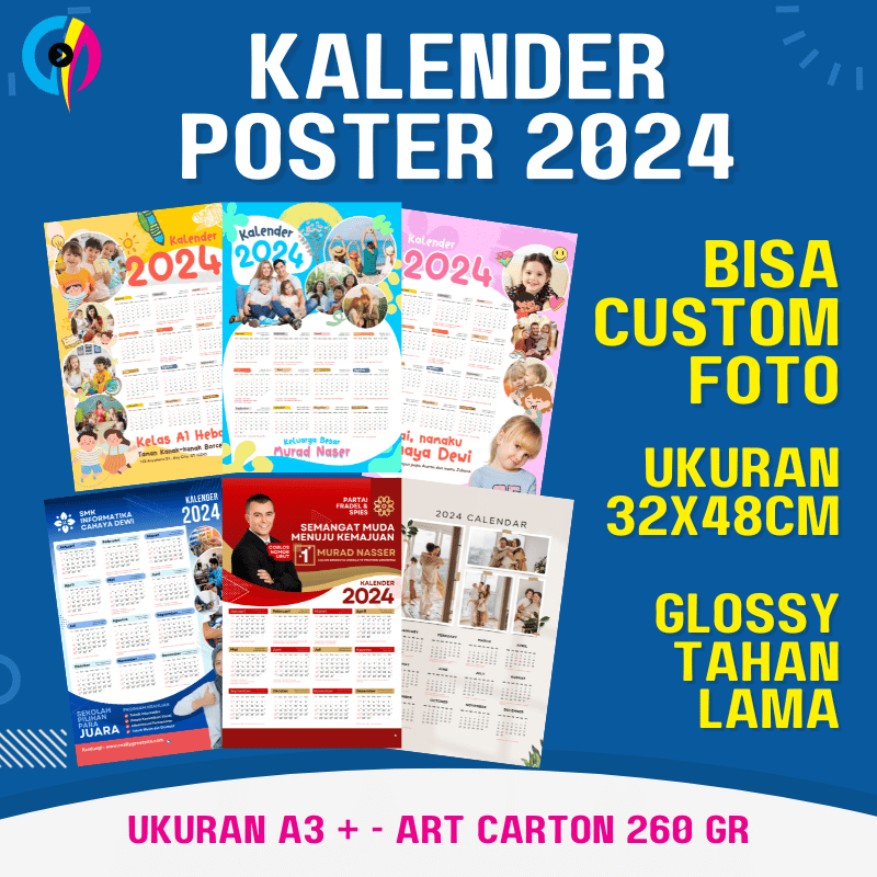 Jual cetak KALENDER POSTER 2024 - BISA CUSTOM FOTO DAN TULISAN A3 ...