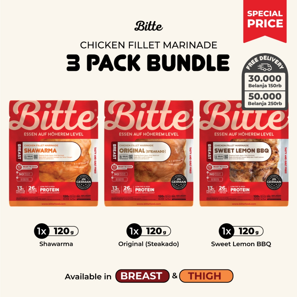 Jual Bitte Food 3 PACK BUNDLE Chicken Fillet Marinade / Ayam Filet ...