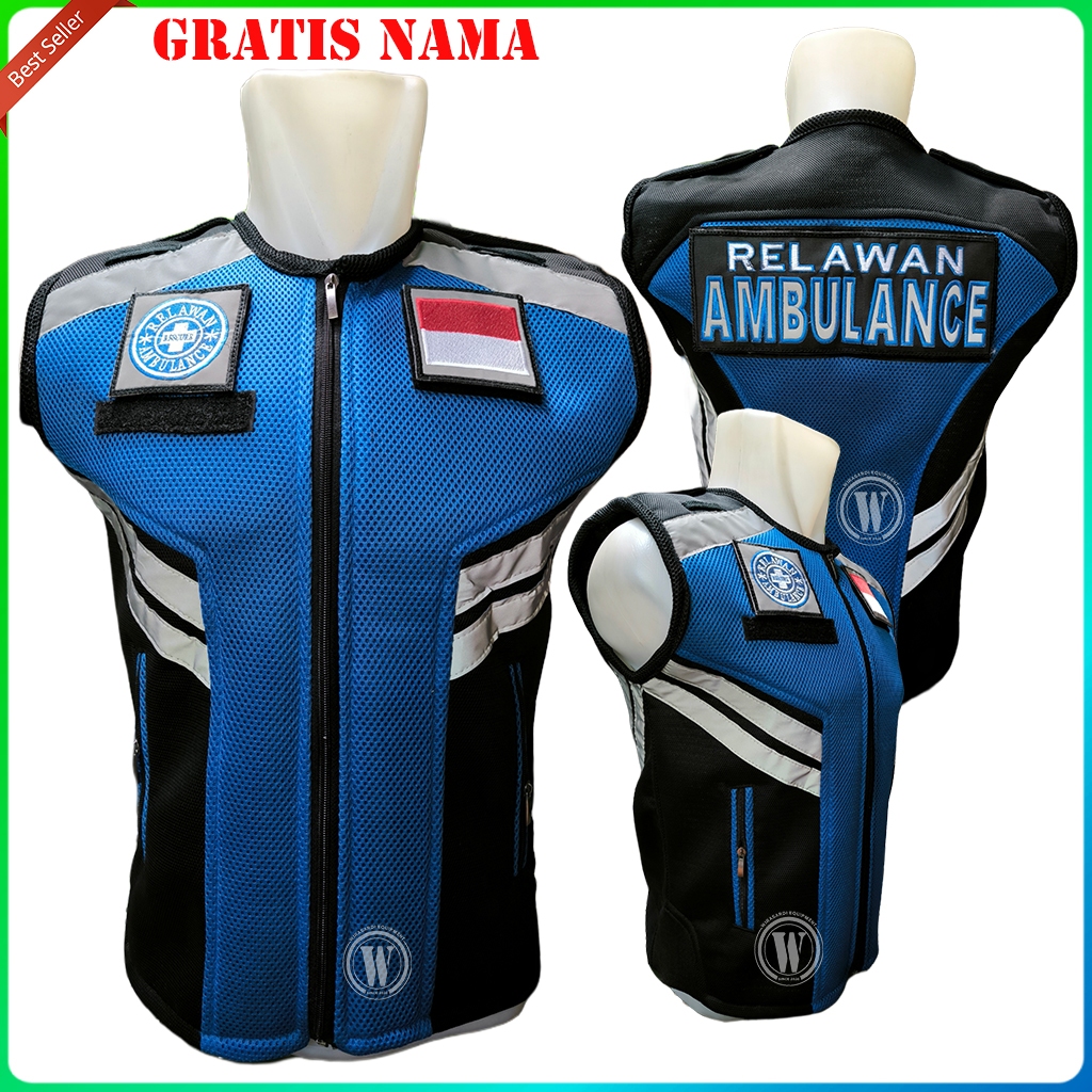 Jual Rompi Relawan Ambulance Biru Bahan Double Mesh Tebal Terbaru ...