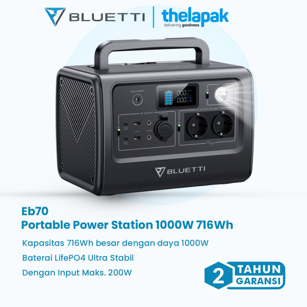 Jual Power Station Portable BLUETTI EB70 1000W Genset Portable 716Wh 10Port | Shopee Indonesia