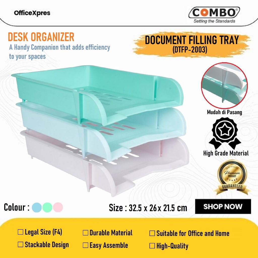 Jual Document Tray Plastik / Rak Dokumen Plastik / Paper Tray 3 Susun ...