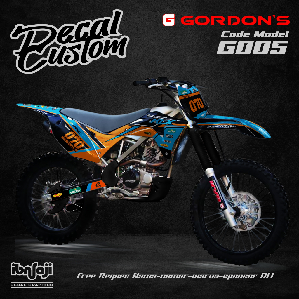Jual Decal gordon klx full body desain custom oren biru g005 | Shopee ...