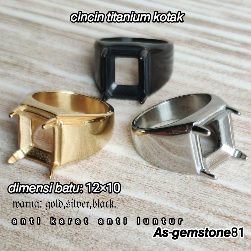 Jual Cincin ring emban[titanium]kotak k3 12*10 | Shopee Indonesia