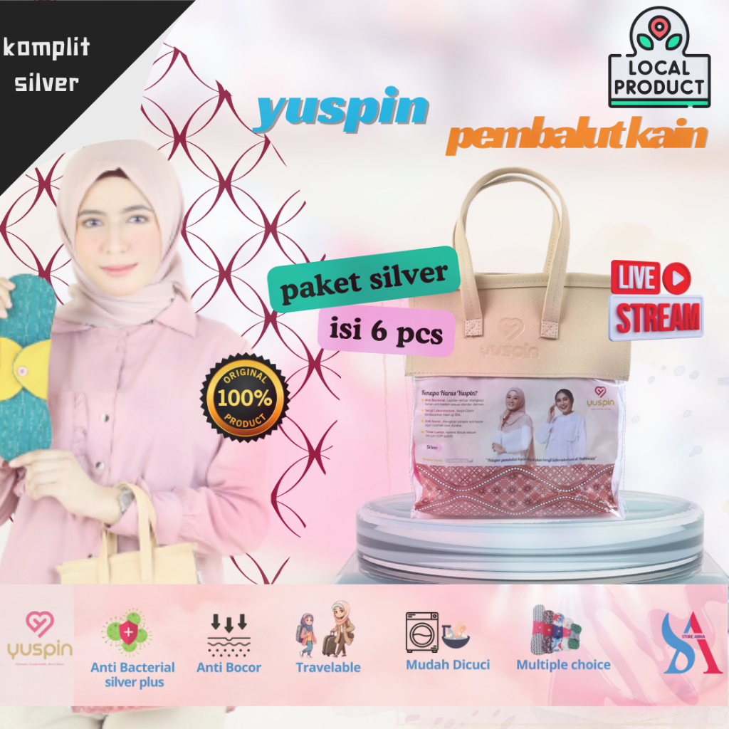 Jual YUSPIN SILVER - PEMBALUT KAIN CUCI ULANG YUSPIN ANTI BACTERIAL ...
