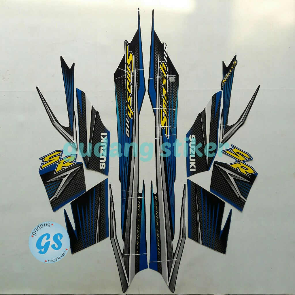 Jual stiker motor striping lis suzuki smash sr 110 2007 hitam-biru ...