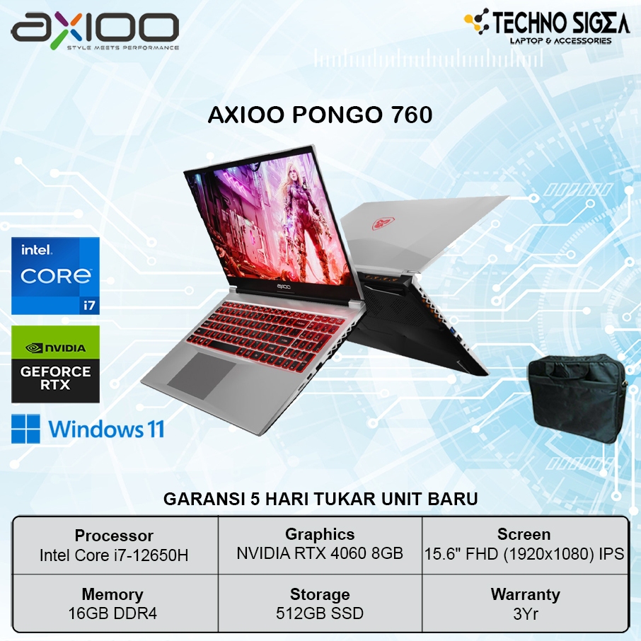 Jual AXIOO PONGO 760 i7 12650H 16GB 512GB RTX4060 8GB15.6FHD 144Hz IPS ...