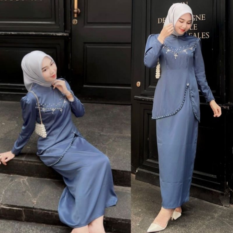 Jual Oneset Felicia Baju Kurung Melayu Dress Pesta Setelan Baju Kondangan Wisuda Kekinian Full ...