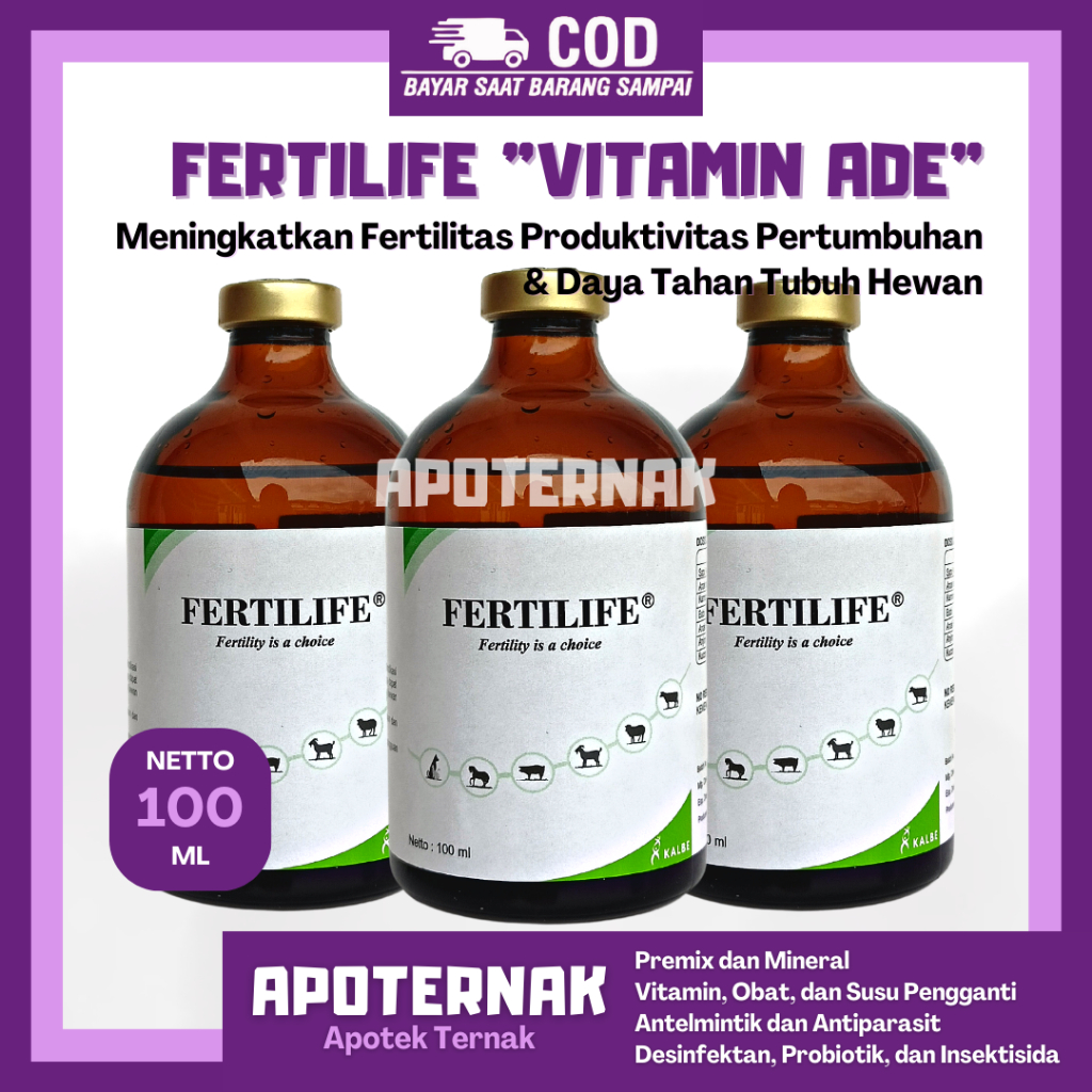 Jual FERTILIFE 100 mL | Vitamin ADE AD3E Meningkatkan Fertilitas Produktivitas Pertumbuhan dan ...