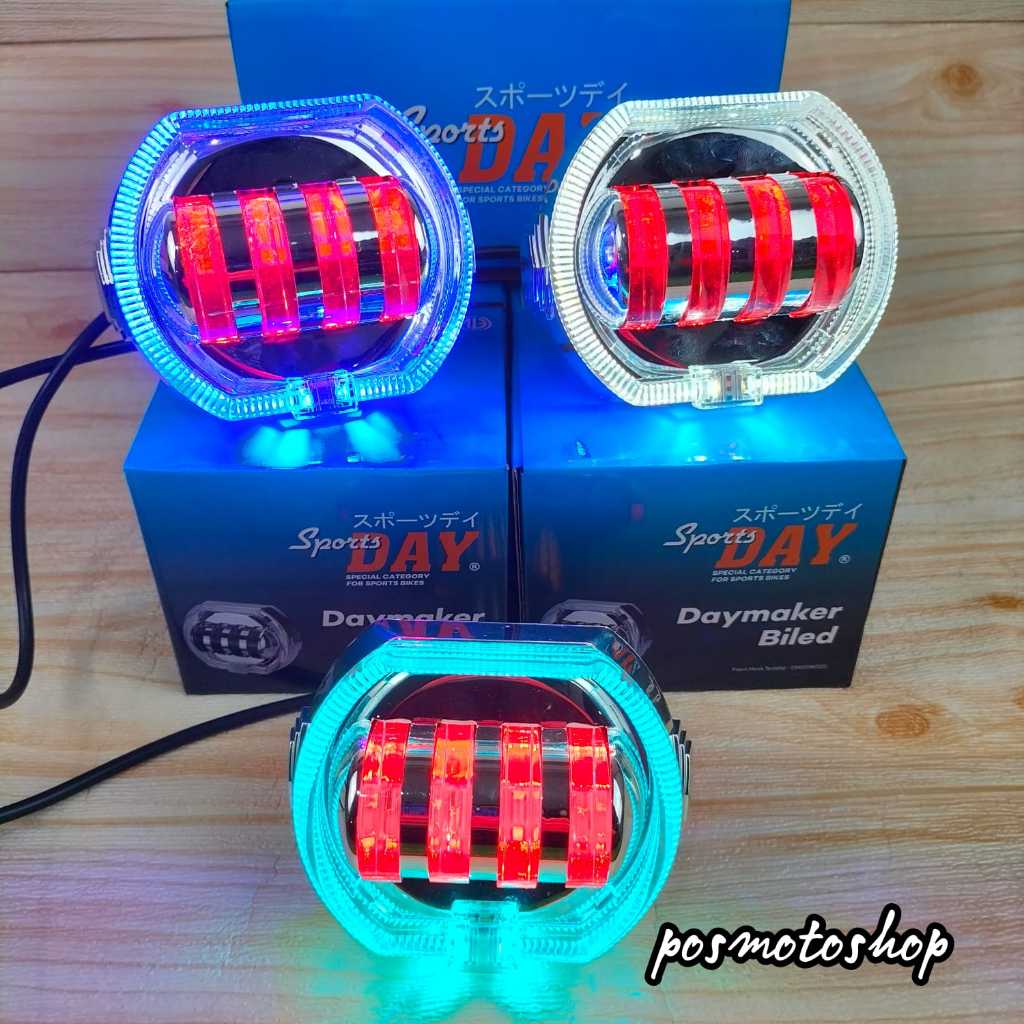 Jual LAMPU UTAMA BILED DAYMAKER 4 LENSA LAMPU DEVIL WARNA MERAH ANGEL ...
