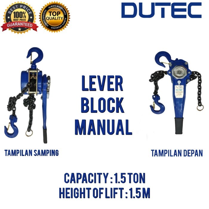 Jual Lever Block Manual 1.5 T X 1.5 M Lever Block Lever Hoist 1.5 Ton x 1.5 Meter DUTEC Katrol ...