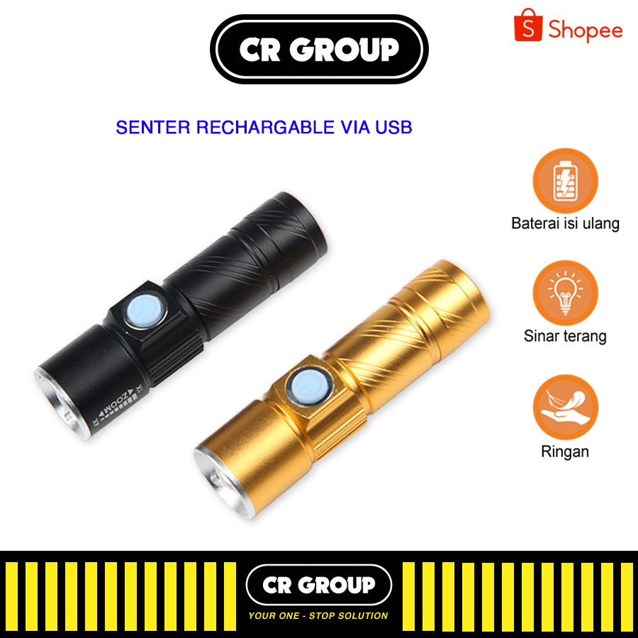 Jual [CRGROUP] Senter LED Rechargeable Mini Super Terang 1000 Lumens ...