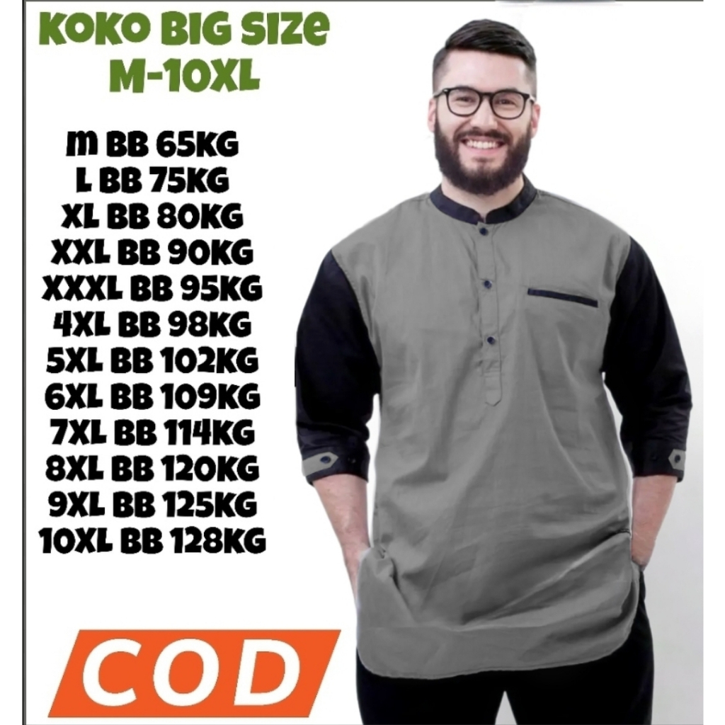 Jual baju koko qurta lengan 3/4 bahan katun toyobo ukuran jumbo XXL XXXL 4XL 5XL 6XL 7XL 8XL 9XL ...