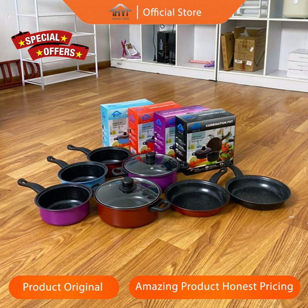 Jual Panci Set 3 IN 1 Anti Lengket Panci Isi 3 Tutup Kaca Panci Set Pot ...