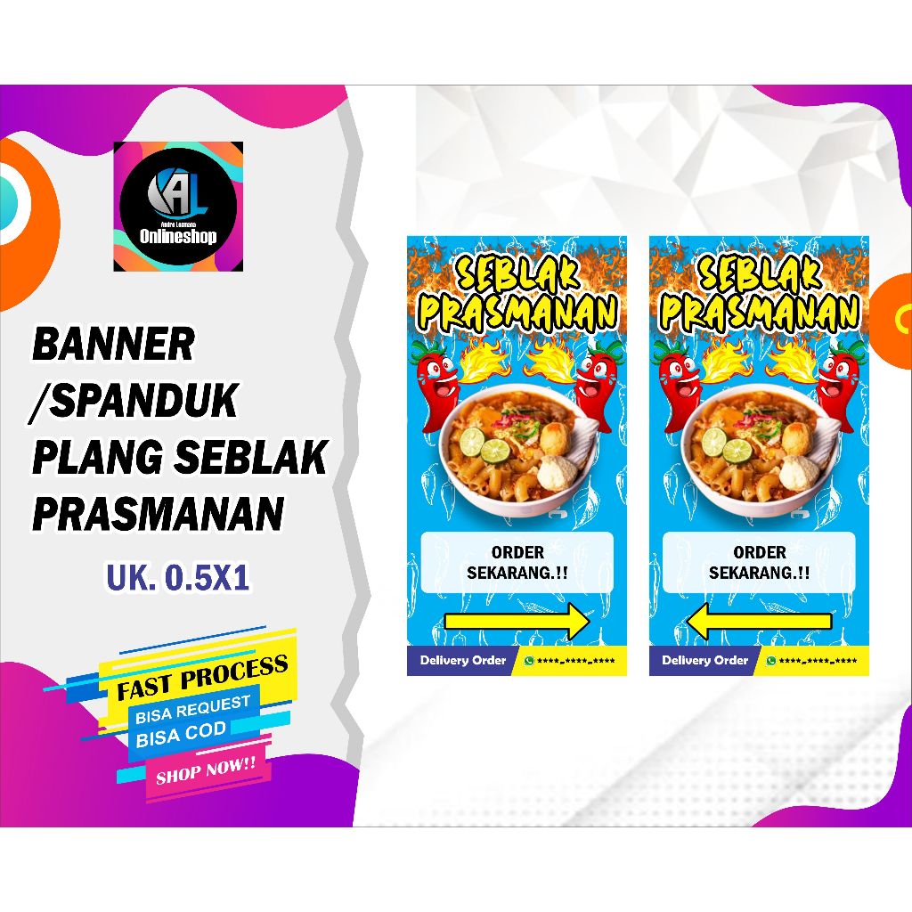 Jual Banner, Spanduk Seblak Prasmanan(Model B) Kanan Kiri | Shopee ...